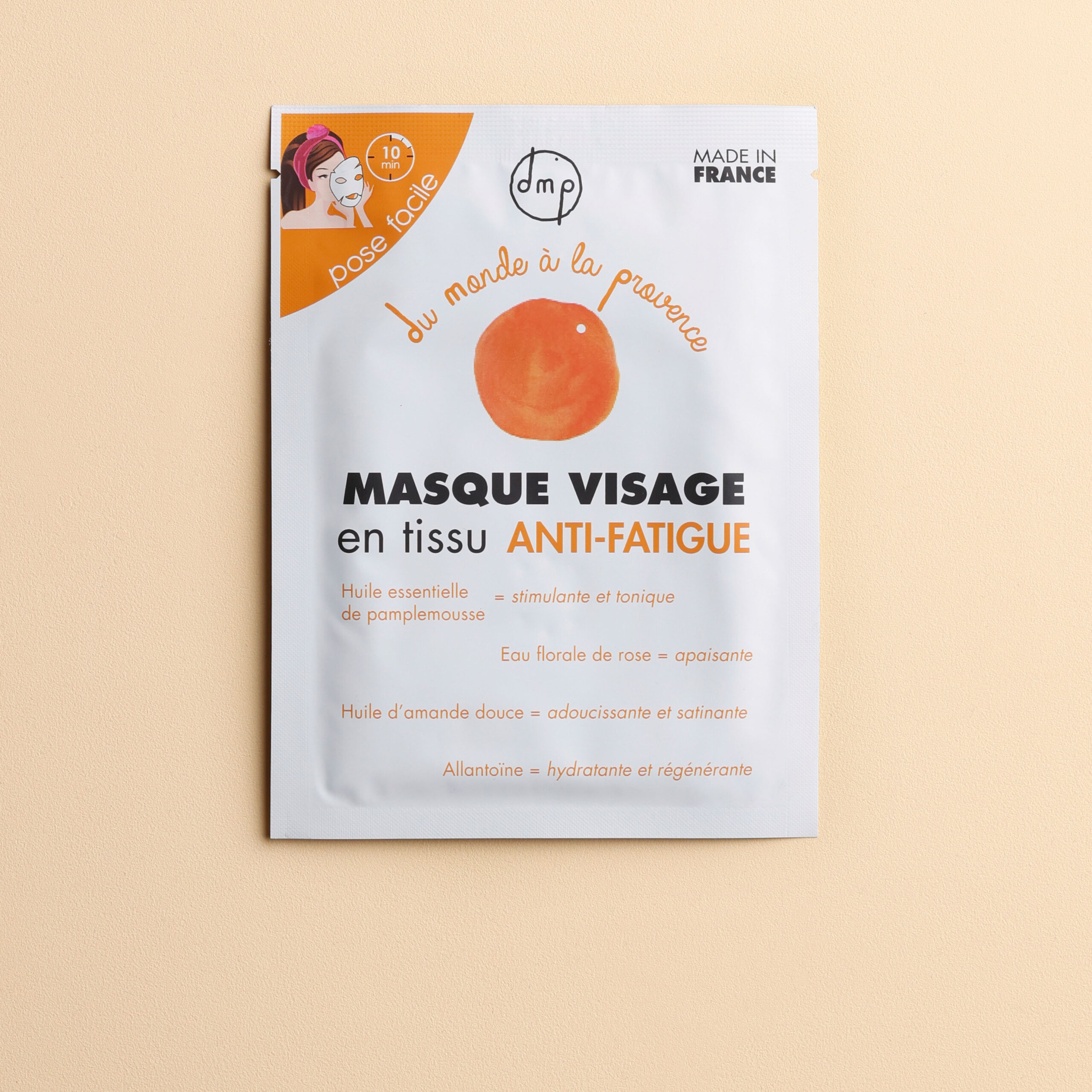 Masque visage en tissu Anti-Fatigue et Hydratant à l'Argan BIO et Ginseng blanc - 20 ml - Du ...